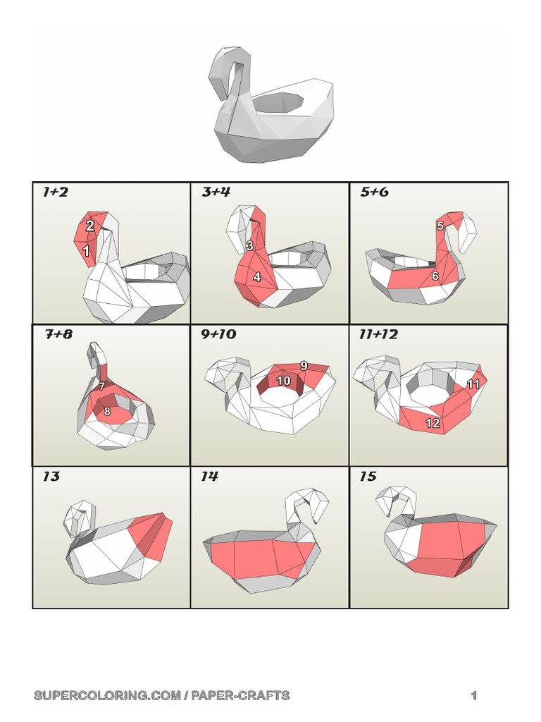 Low Poly Swan Planter Paper Crafts | PDF