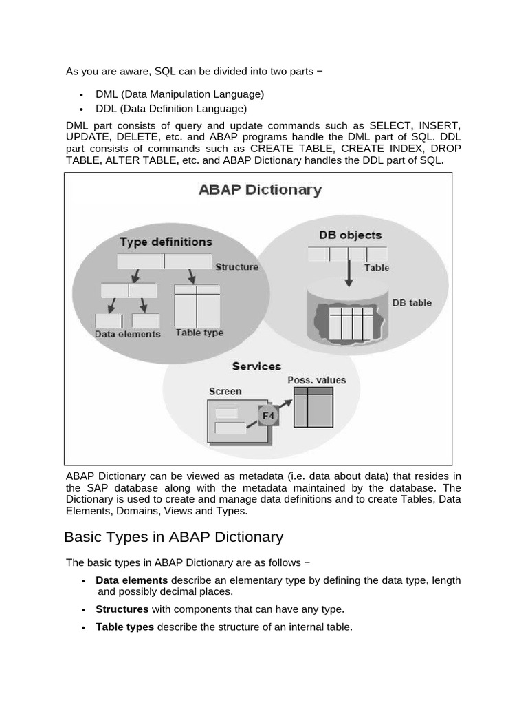 Data Dictionary in SAP ABAP | PDF