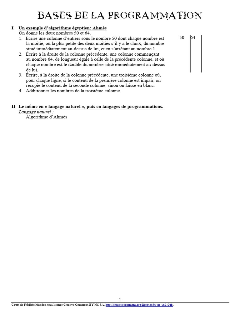 Pdfs Nsi 1 Programmation Cours Exos | PDF