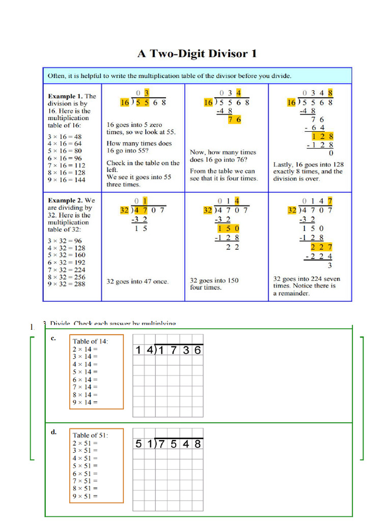 Grade 5 - 2 Digit Divisor | PDF