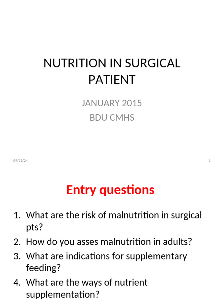 Nutrition in Surgical Pts | PDF