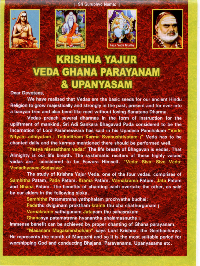 Krishna Yajur Veda Paaraayanam Brochure | PDF