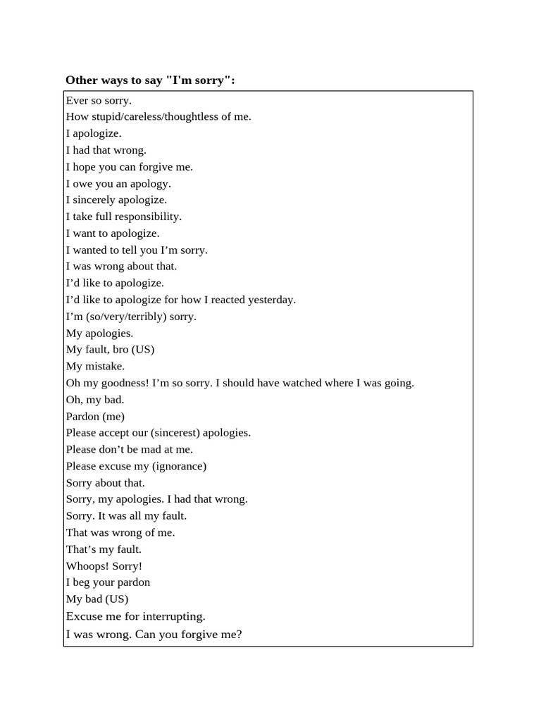 other ways to say'sorry' | PDF