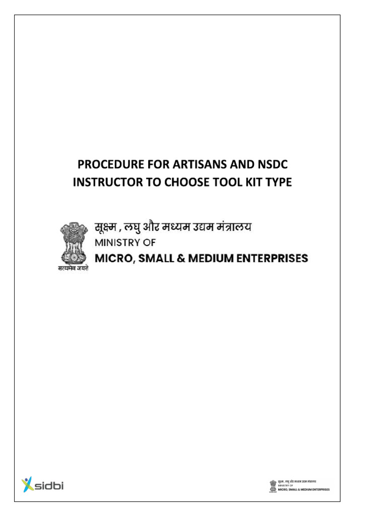 Toolkit Selection Procedure For PMV Centres | PDF