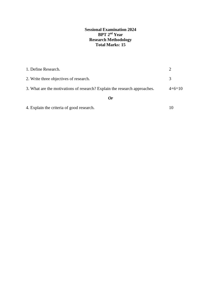 BPT Question Paper | PDF