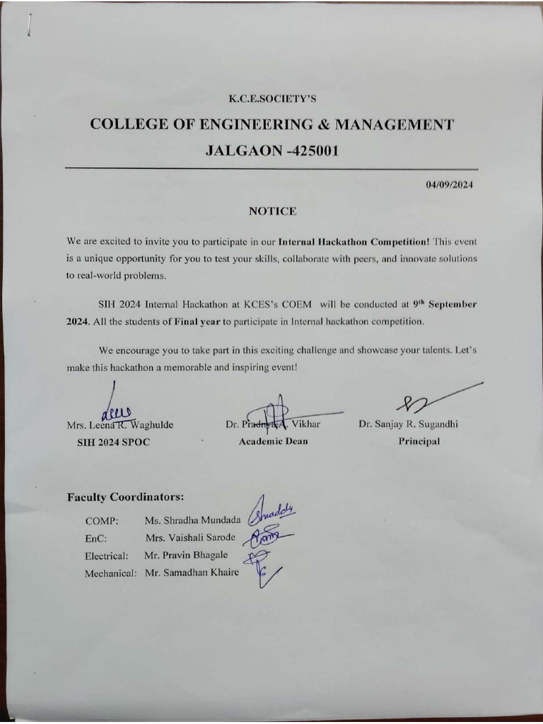 Sih Internal Hackathon Competetion 2024 Pdf