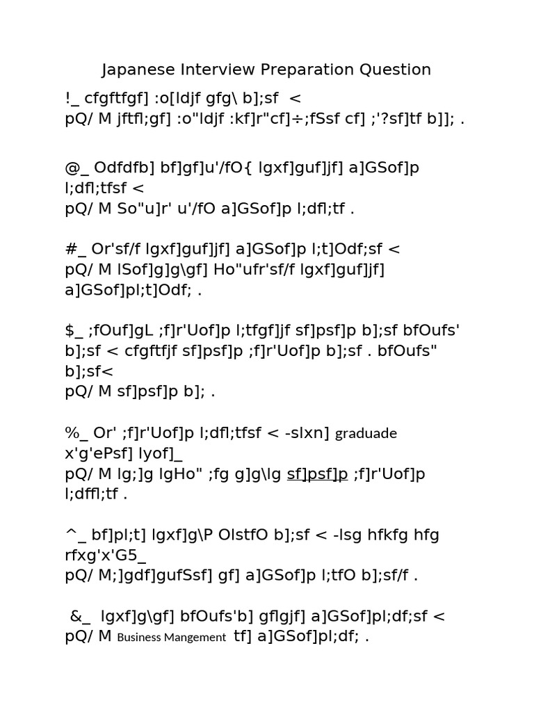 Japanese Interview Preparation Question | PDF
