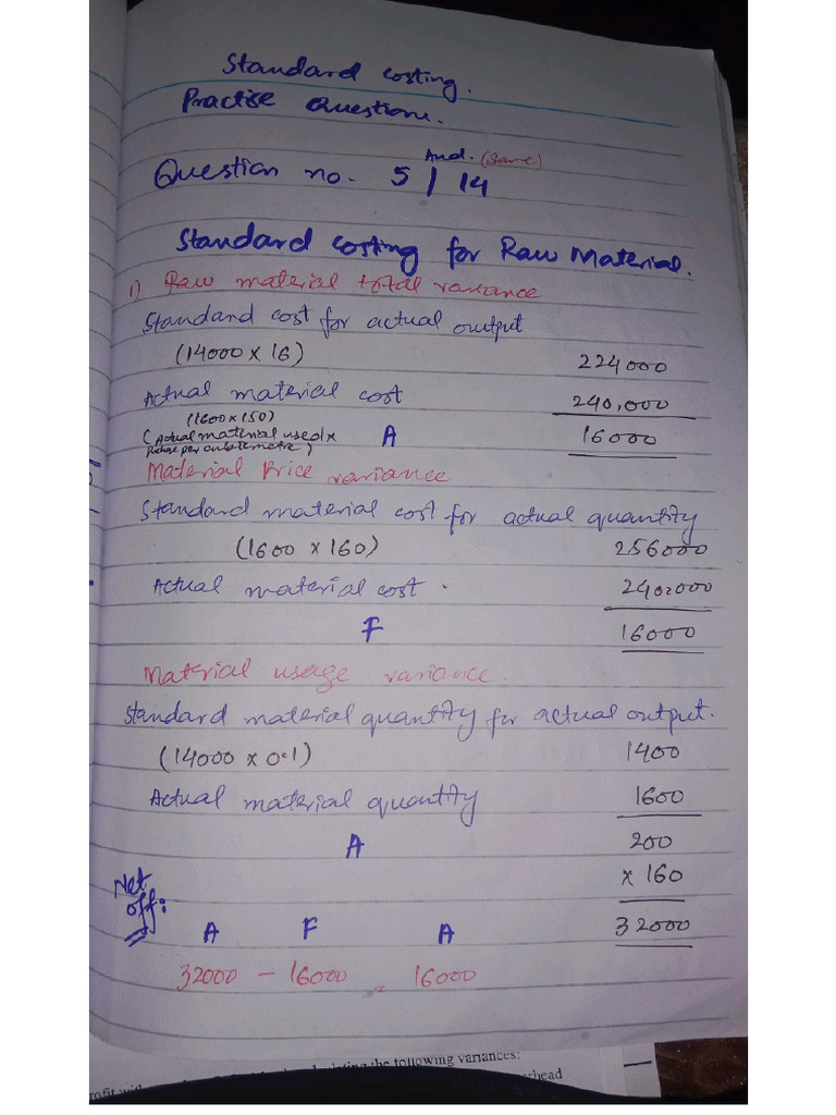 Standard Costing (Solved Questions) | PDF