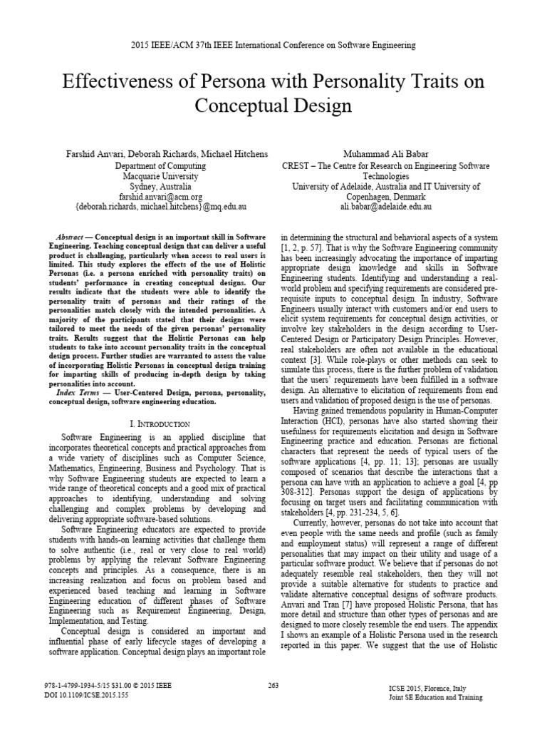 Effectiveness of Persona With Personality Traits On Conceptual Design | PDF