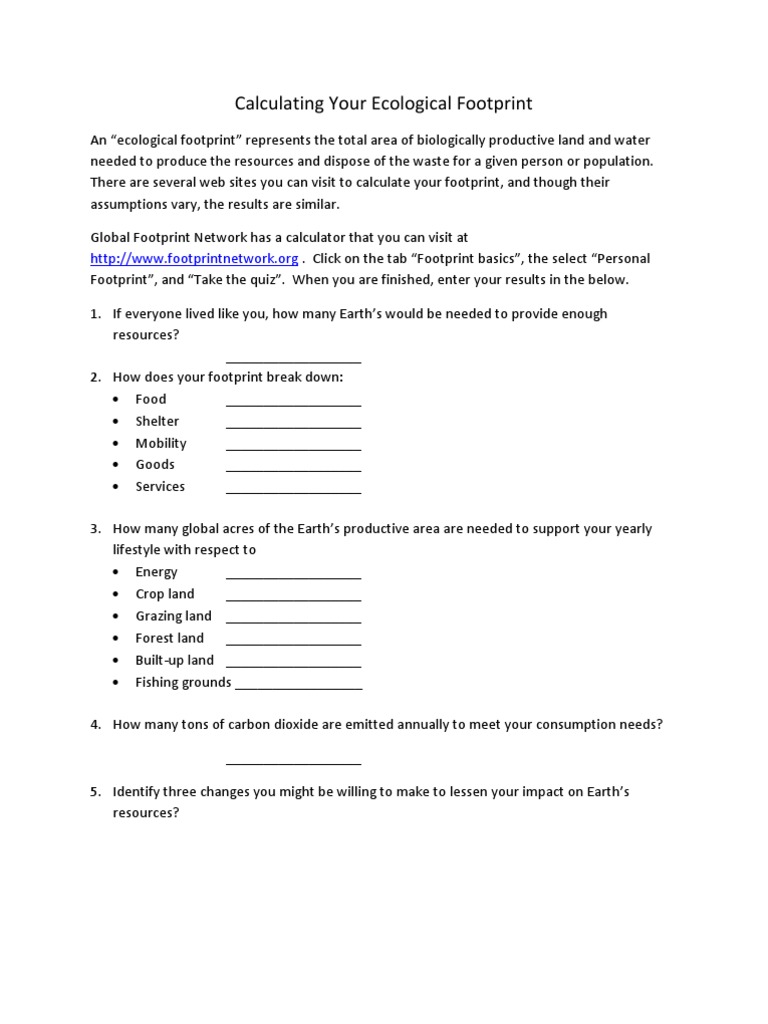 Calculating Your Ecological Footprint | PDF | Science & Mathematics