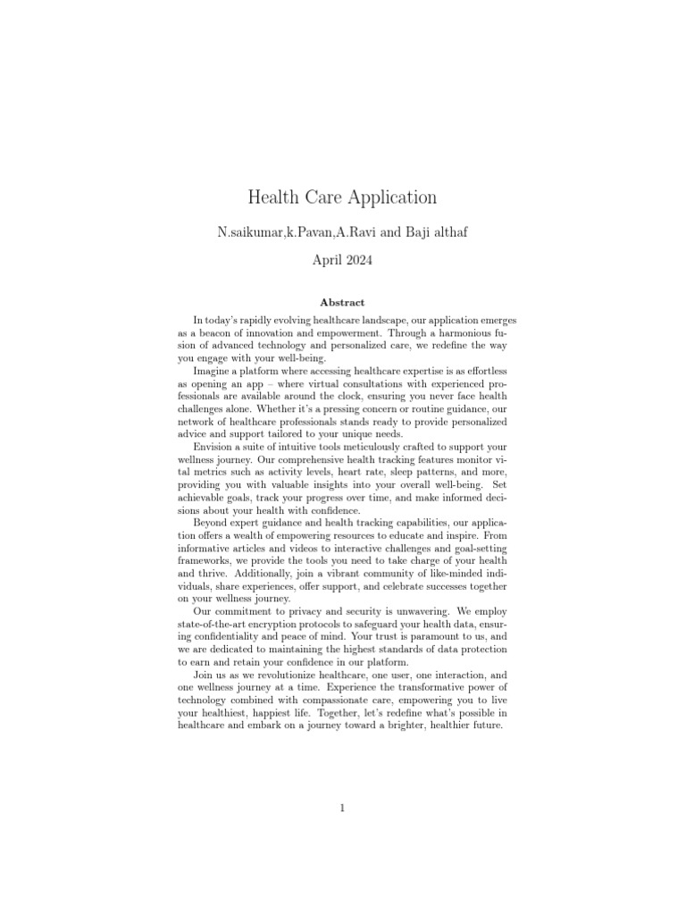 Health Care Application | PDF | Usability | Self-Improvement