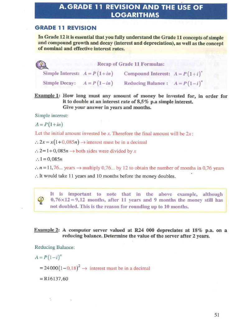 Financial Maths Grade 12 | PDF