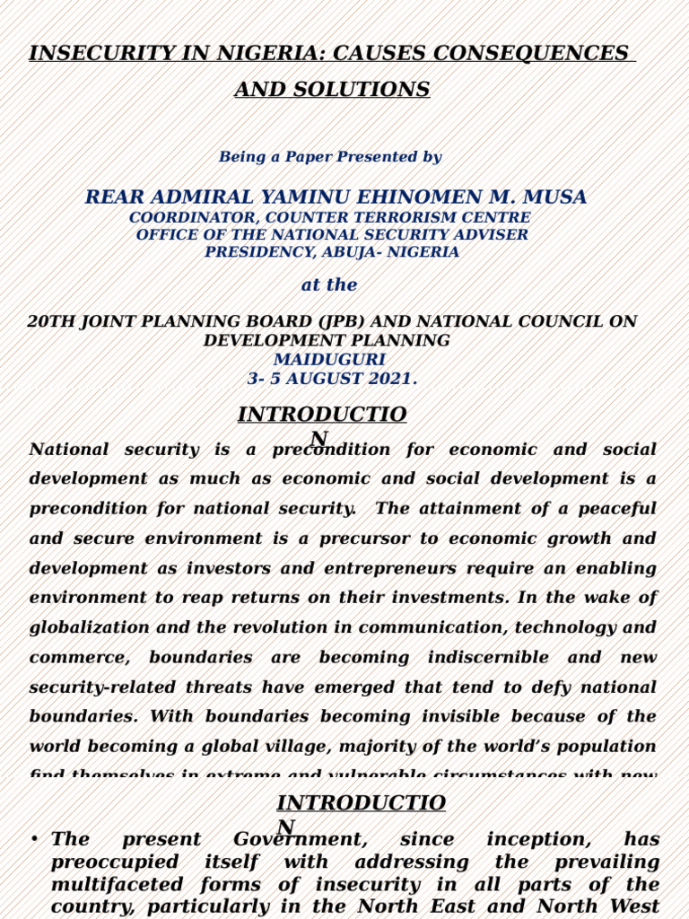 Insecurity in Nigeria Causes Consequences and Solutions | PDF