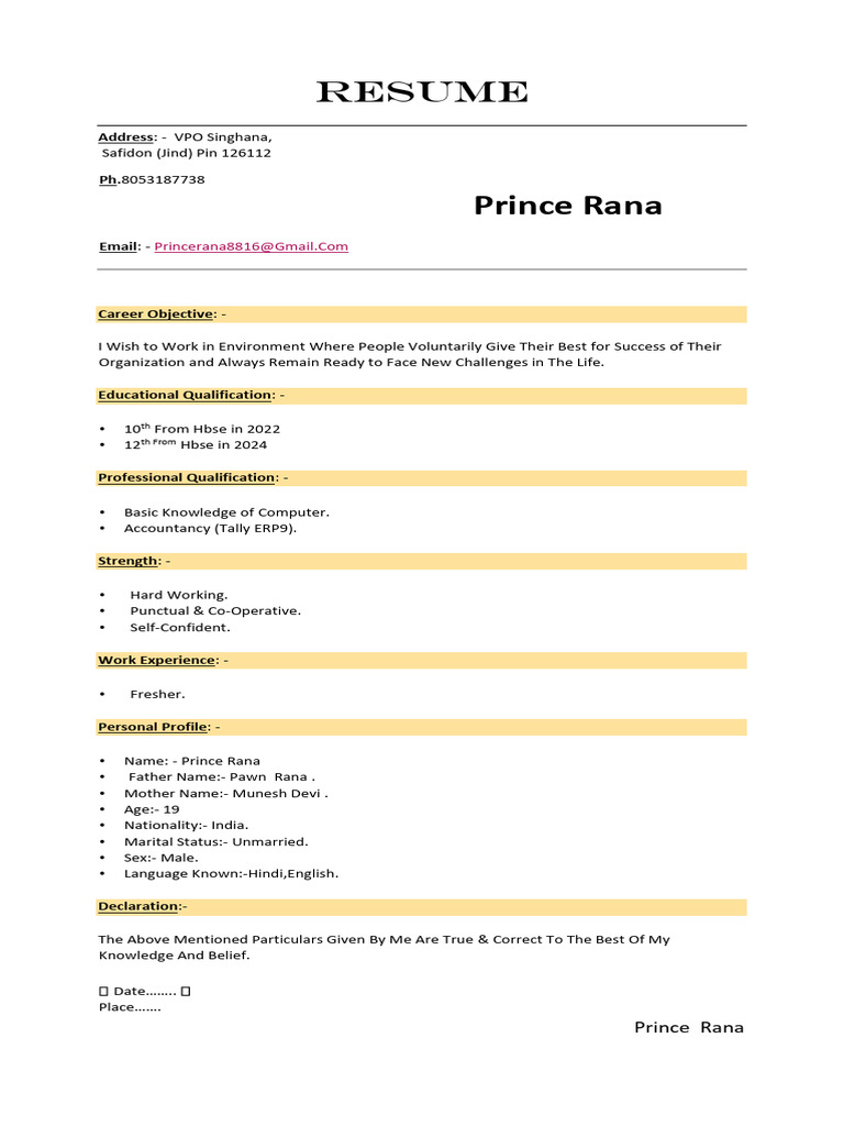 Prince Resume | PDF | Law
