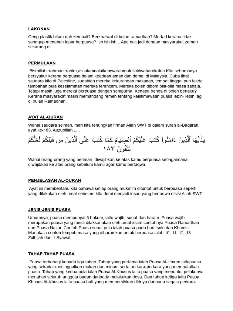 Skrip Mimbar Daie Puasa | PDF