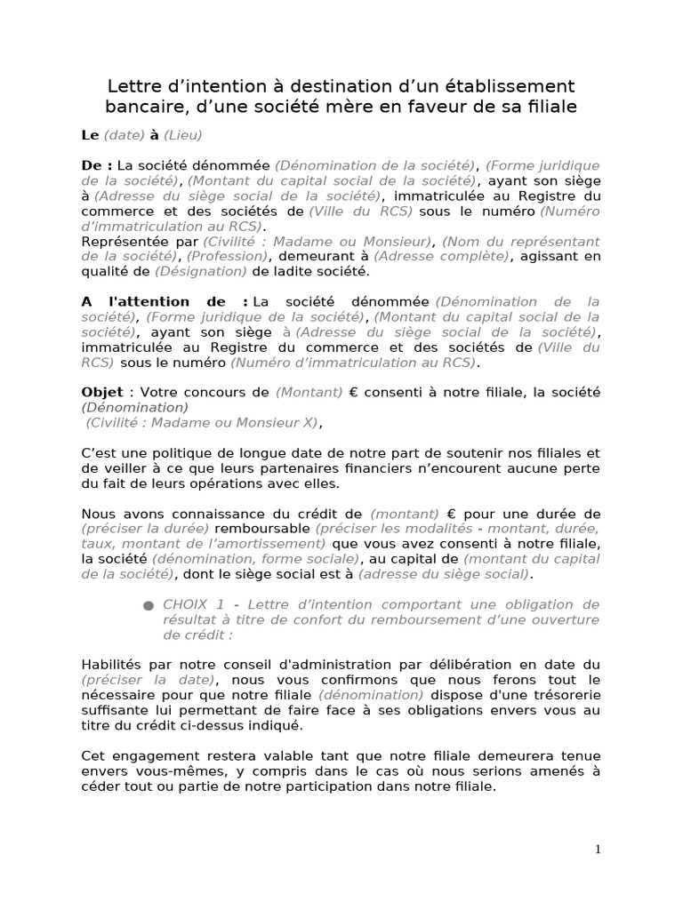 Lettre Dintention | PDF