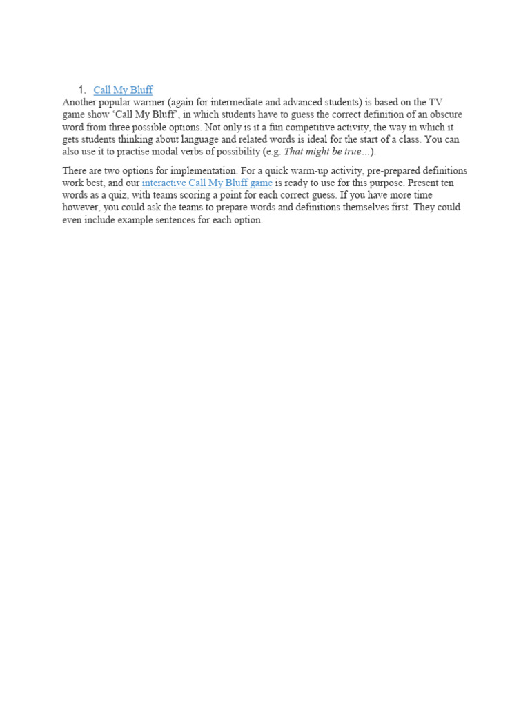 Call My Bluff | PDF