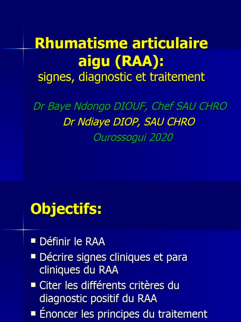 Rhumatisme Articulaire Aigu (RAA) | PDF