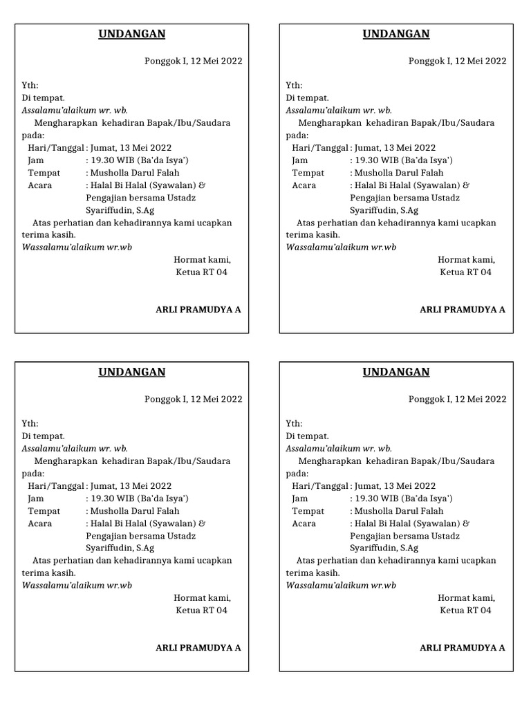 UNDANGAN SYAWALAN | PDF