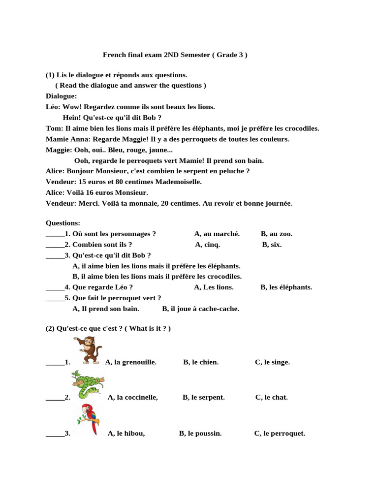 Final French Examen G3 | PDF