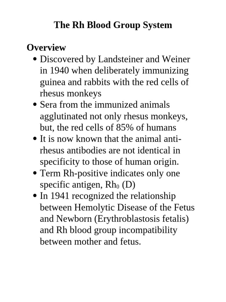 RH Blood Group System | PDF | Blood Type | Science & Mathematics