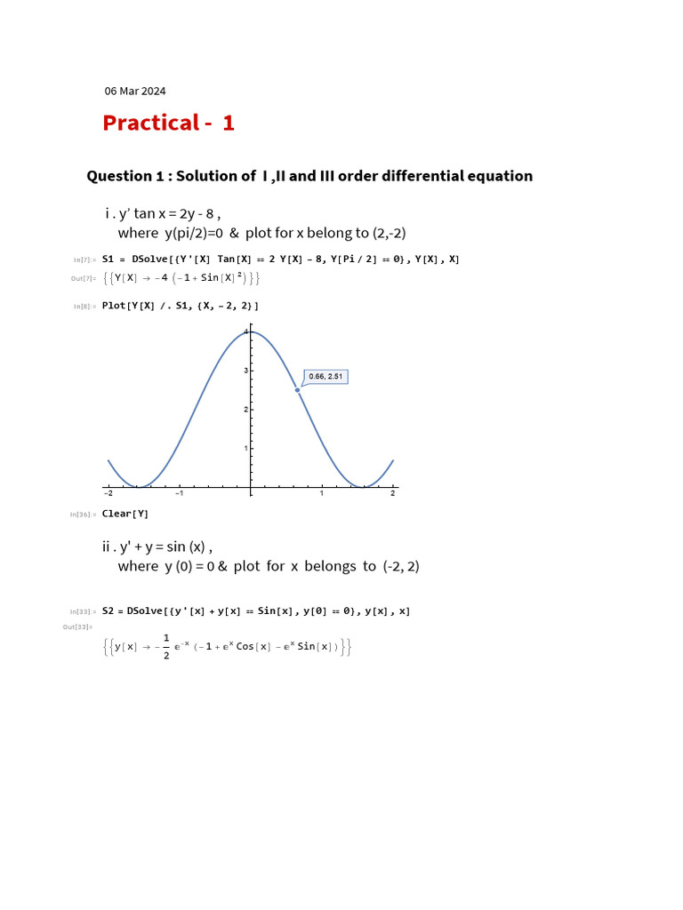 Practical 1 ode | PDF