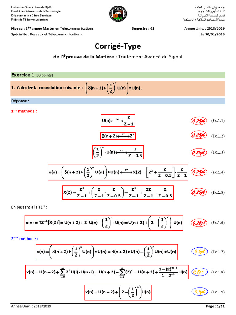 Corrig Epreuve TAS M1 - S1-RT-2019 | PDF