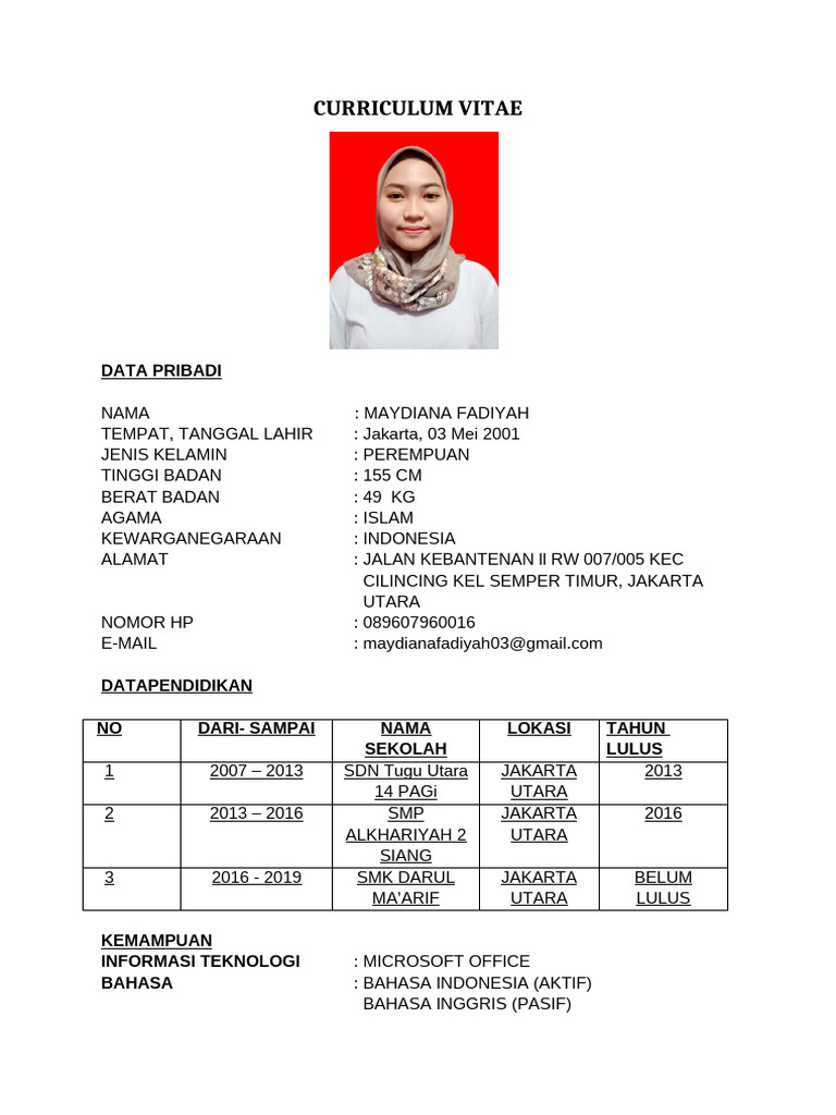 CV 4 Orang (May Indah Tin Rio) | PDF