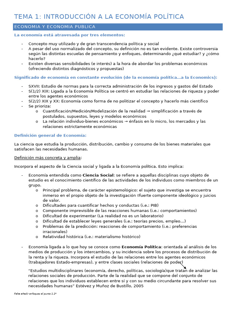Tema 1 Esep | PDF | Ciencias económicas | Economía política