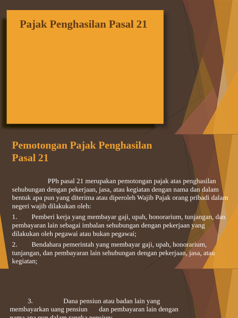 PPH 21 Pemotong Pajak Penghasilan Pasal 21 | PDF