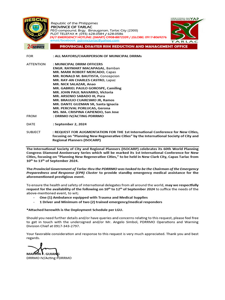 Request Letter For Augmentation 60th ISOCARP Congress | PDF
