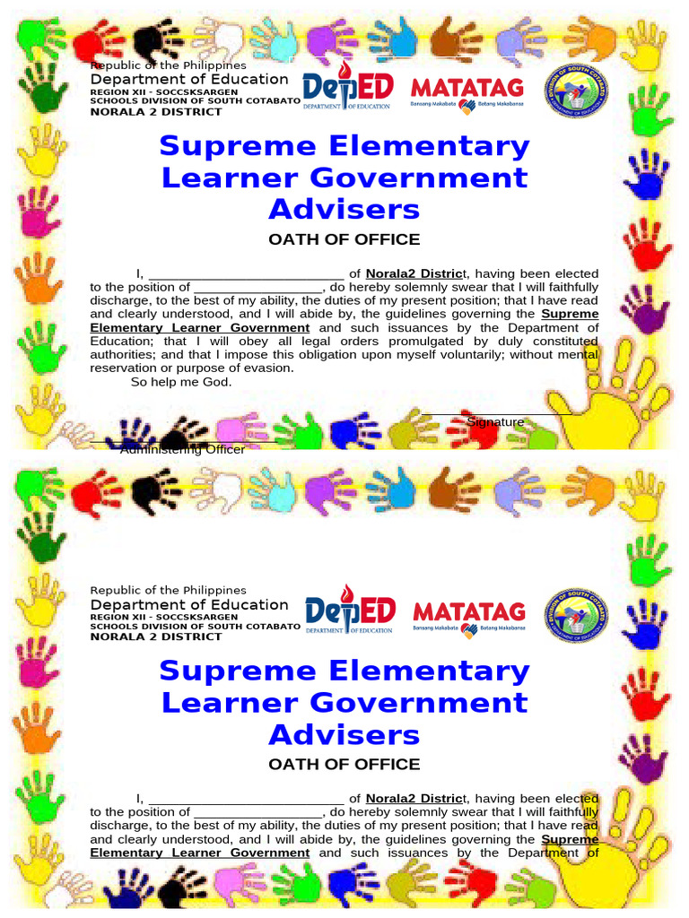 Oath of Office - SELG Advisers | PDF | Self-Improvement