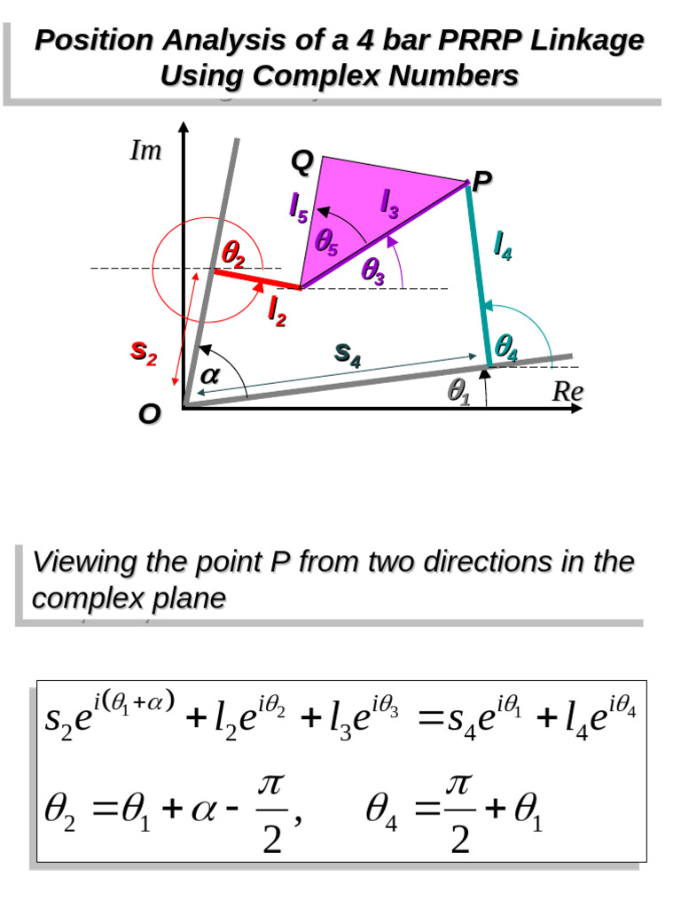 Position Analysis of A 4 Bar PRRP Linkage Using Complex Numbers | PDF