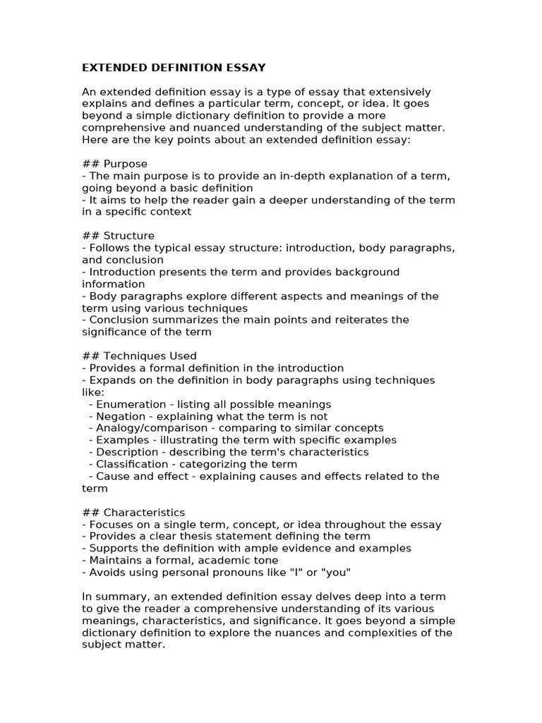 Notes Extended Definition Essay | PDF