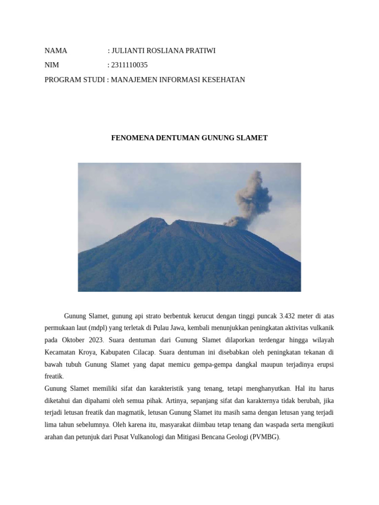 Dentuman Gunung Slamet | PDF