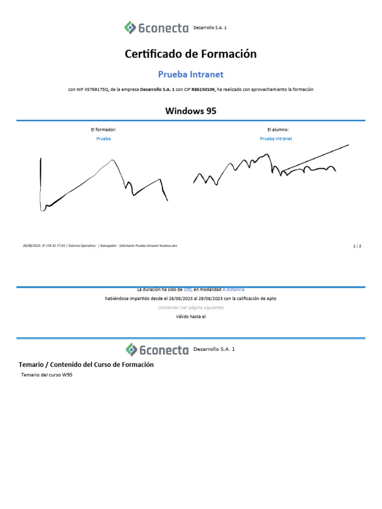 Certificado de Entrega de Documentación | PDF