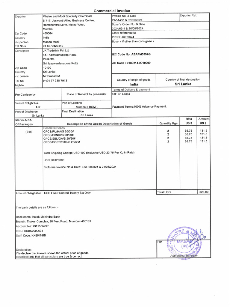 Commercial Invoice (Amend) | PDF | Business Documents | Accounting