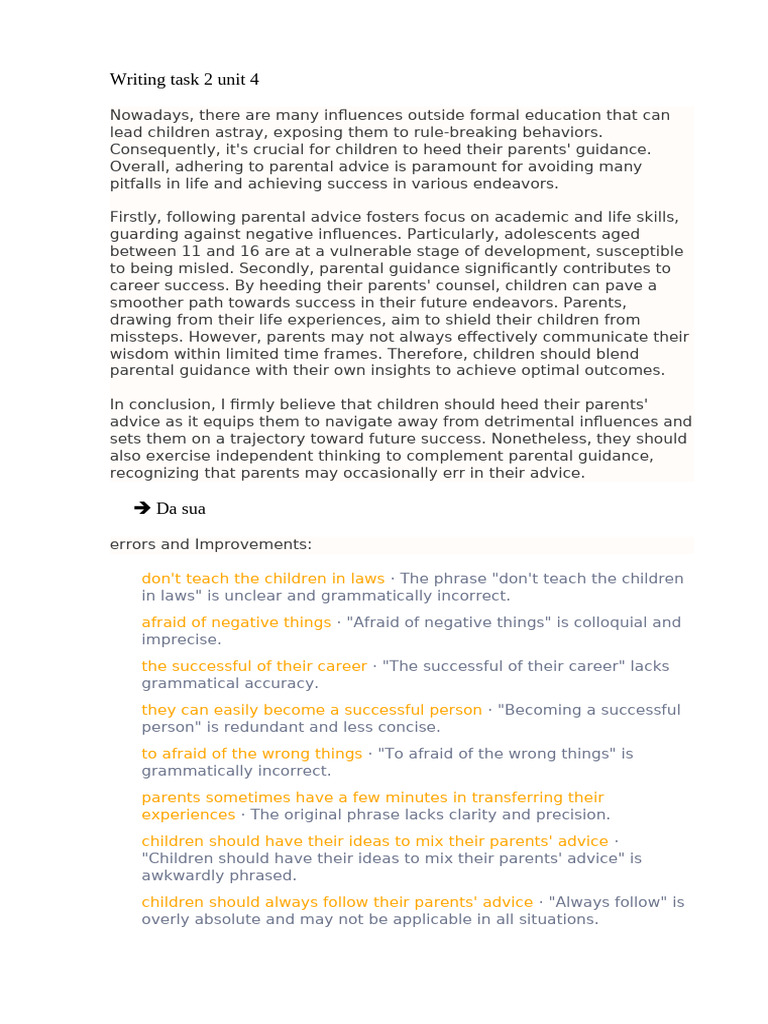 Writing task 2 unit 4 | PDF