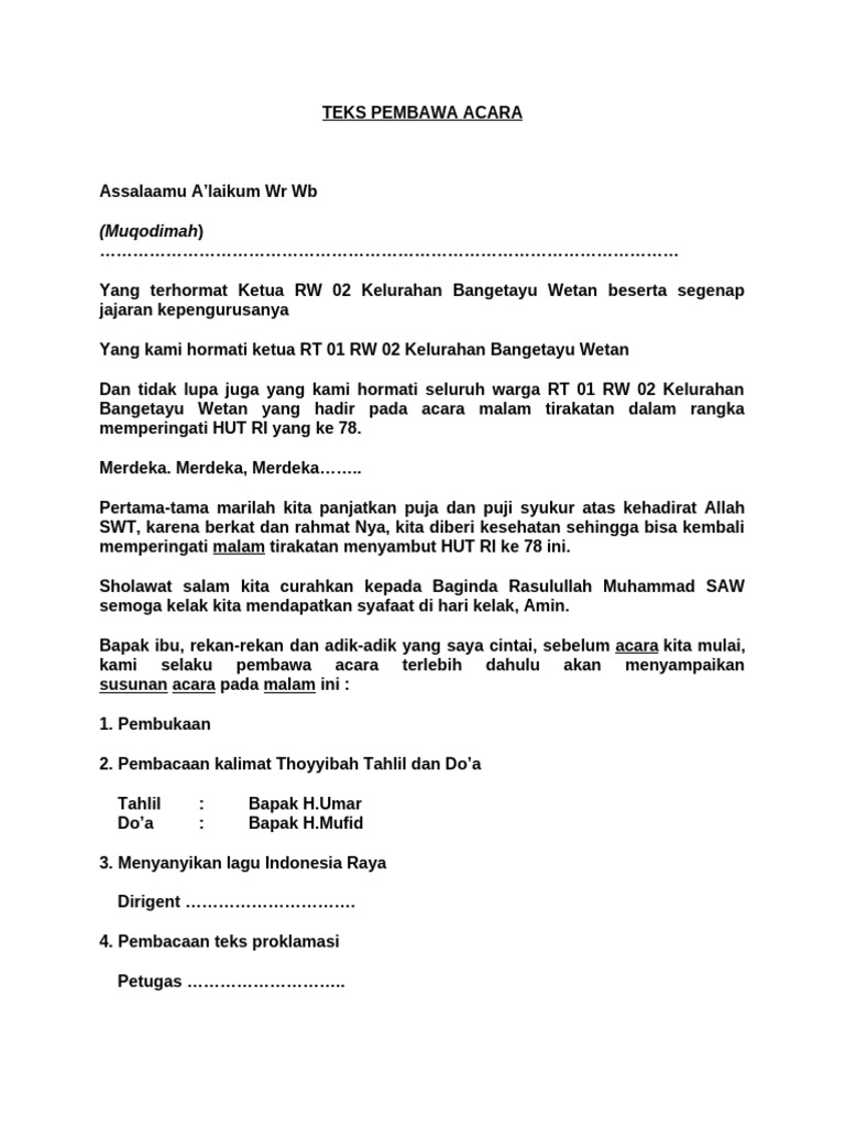 Teks Pembawa Acara | PDF