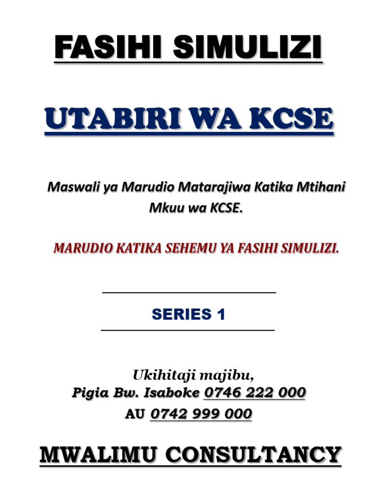 Fasihi Simulizi Utabiri Kcse s1 | PDF