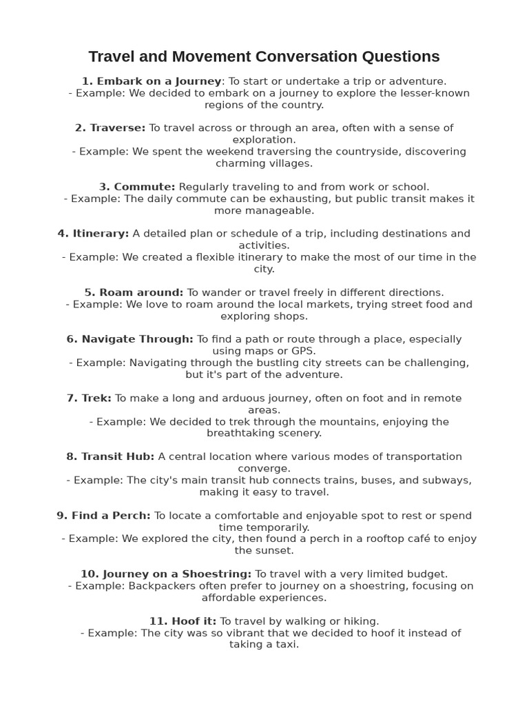 Travel Converstaion Question - English | PDF