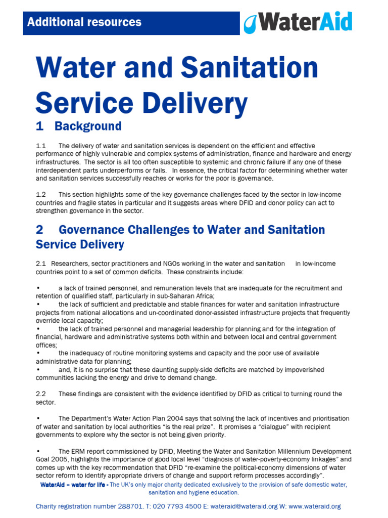 Water and Sanitation Service Delivery 6 | PDF