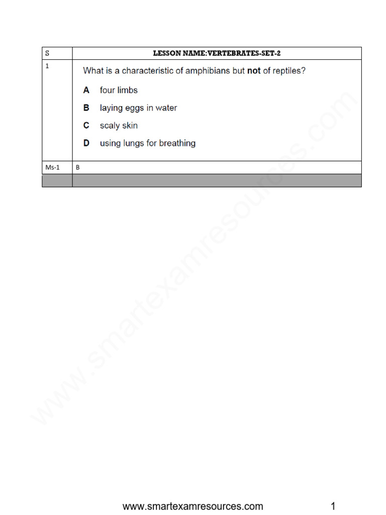 1.2 Vertebrates Set 2 Ms | PDF