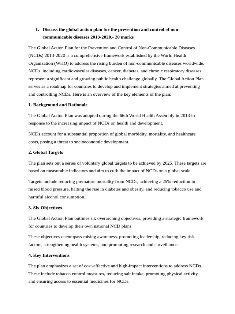 Non-communicable diseases assignment | PDF