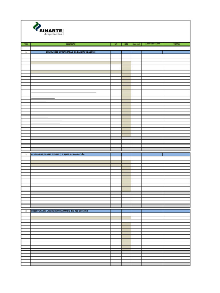 01 04ACT MAPA DE QUANTIDADES VRK | PDF