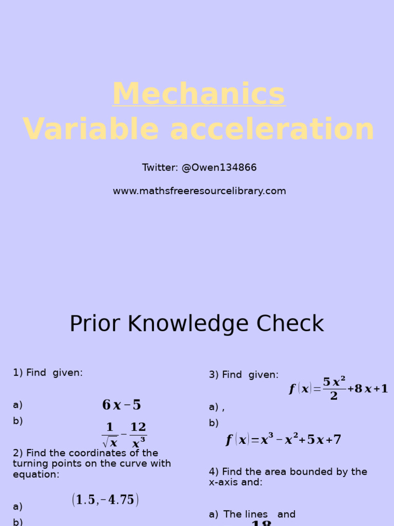 11) M Variable Acceleration | PDF
