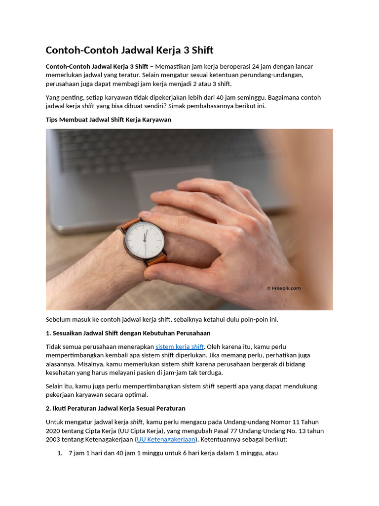 Pembagian Jam Kerja 3 Shift | PDF