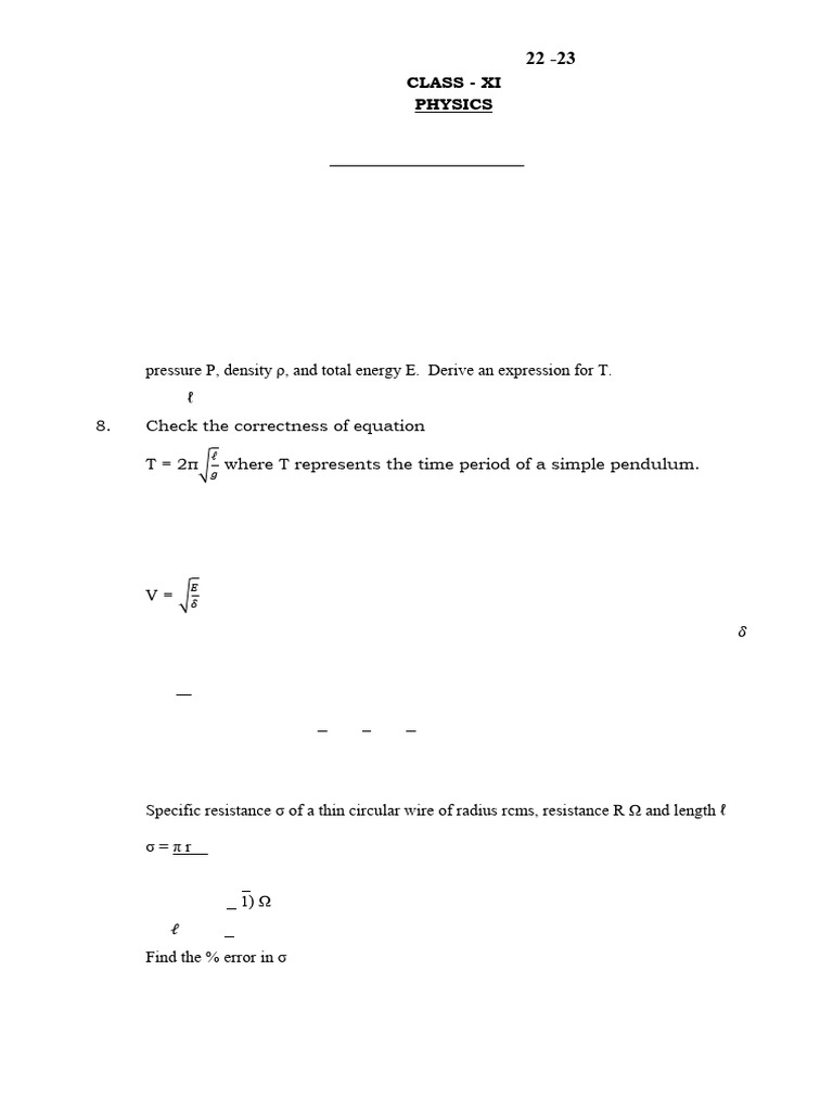 11 Physics Ws | PDF
