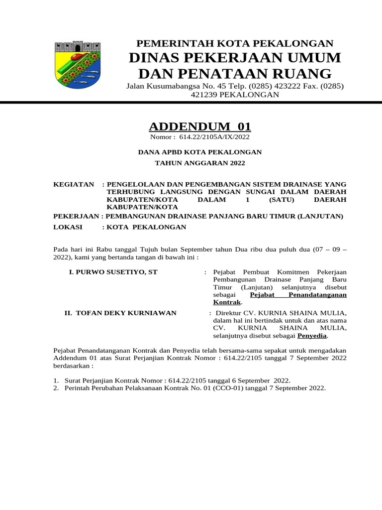Addendum 01 Panjang Baru Timur | PDF