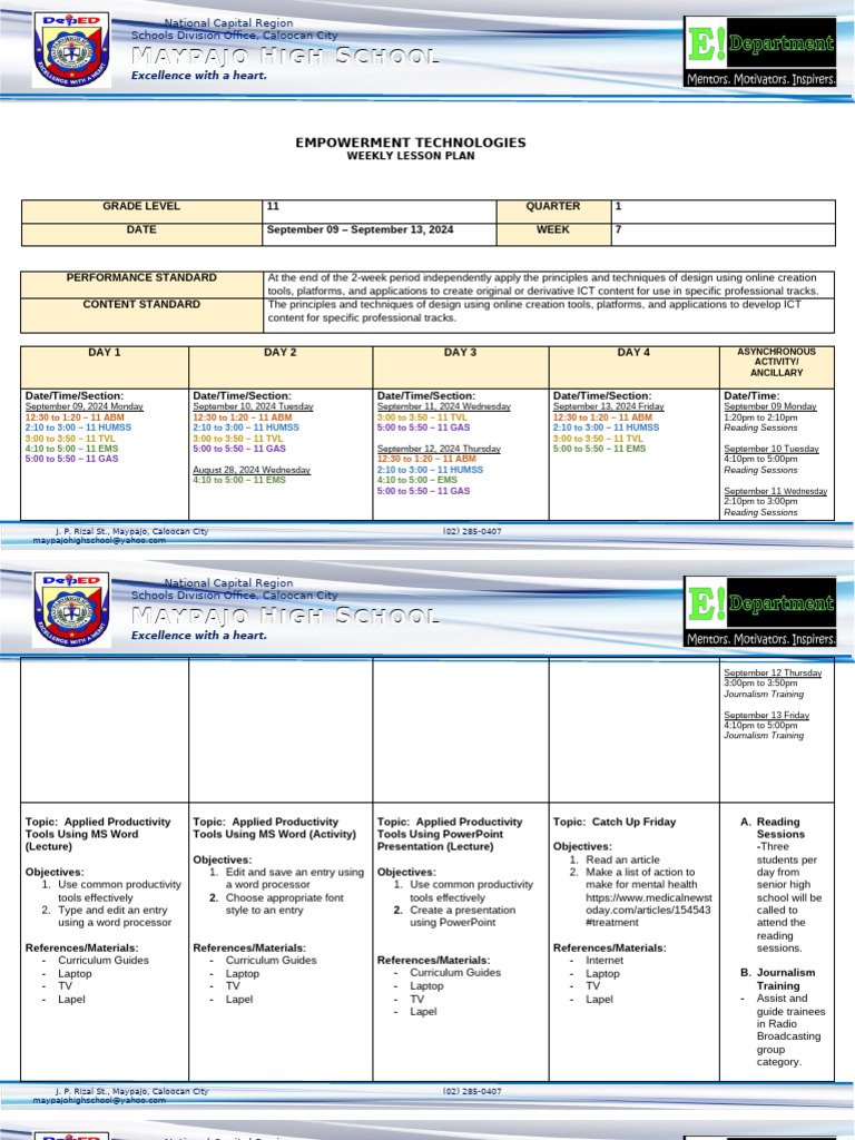 LP Week6.September09-13.EMTECH | PDF | Microsoft Power Point | Computing